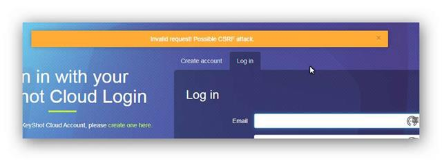 KeyShot Invalid Login Error Message KeyShot Invalid Login Error Message